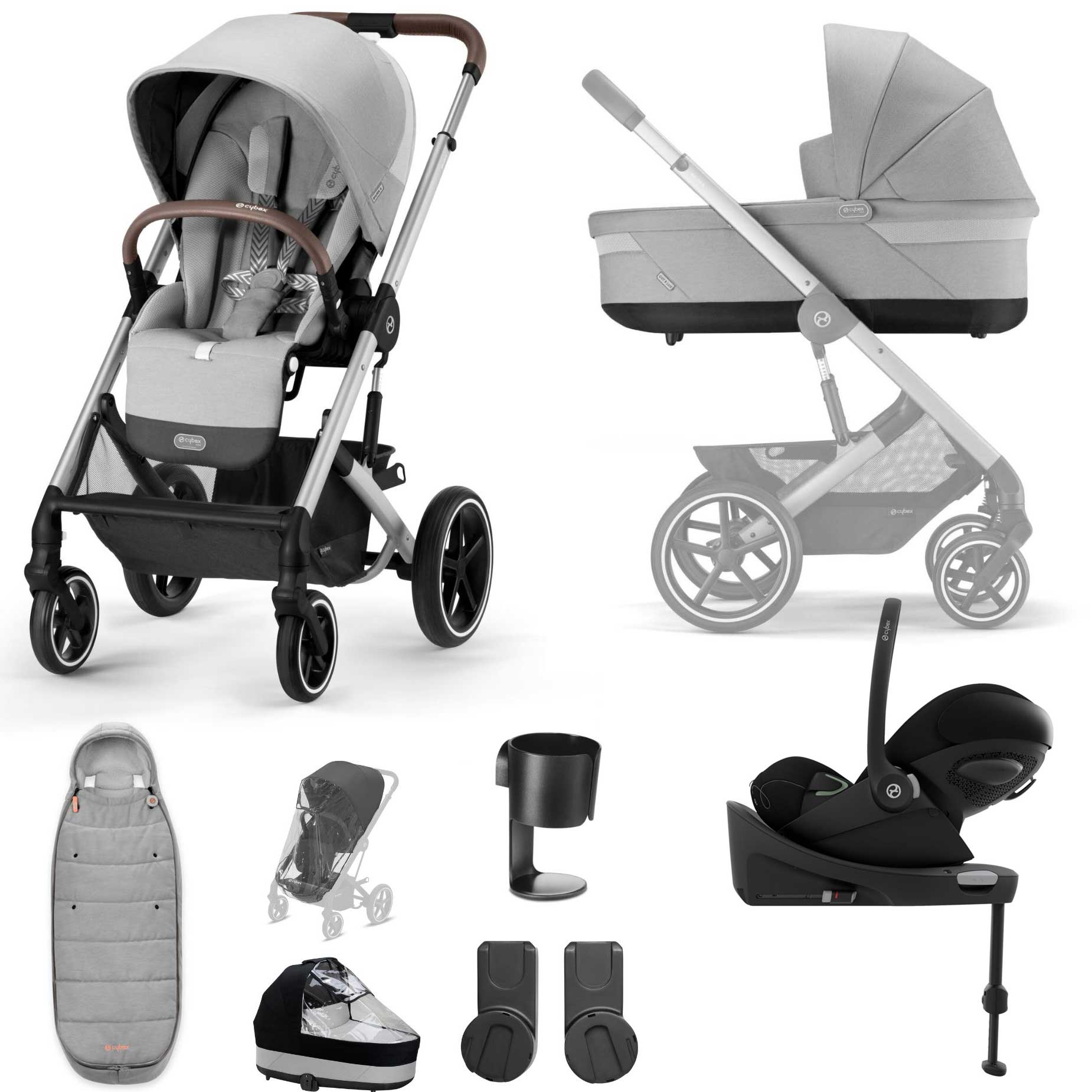 Cybex Balios S Lux Luxury Bundle in Silver/Lava Grey
