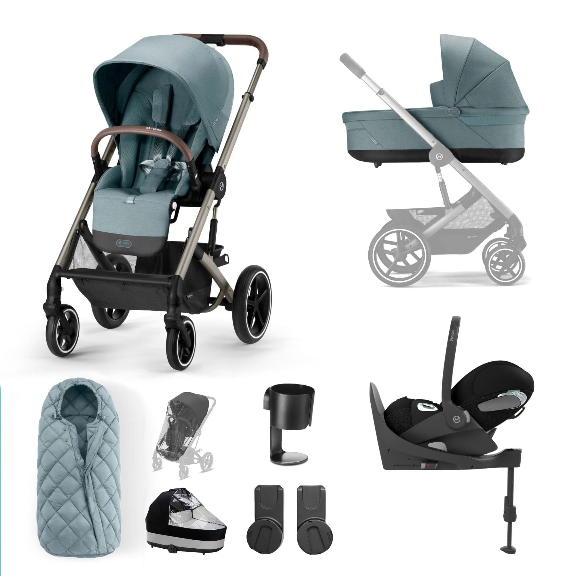 Cybex Balios S Lux Luxury Bundle in Taupe/Sky Blue
